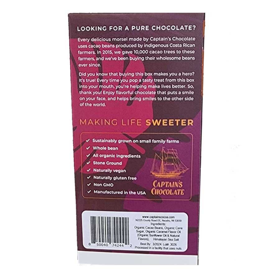 Organic Salted Caramel Dark Chocolate Bar (40g) – Captain's Chocolate
